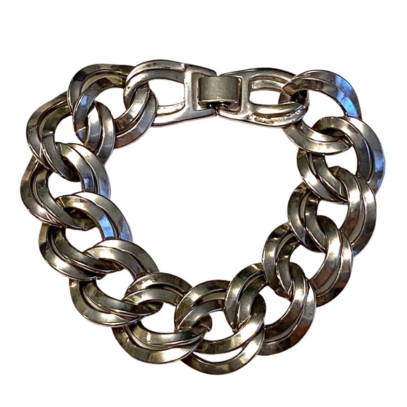 Vintage | Jewelry | Vintage 96s Chunky Silver Chain Bracelet | Poshmark